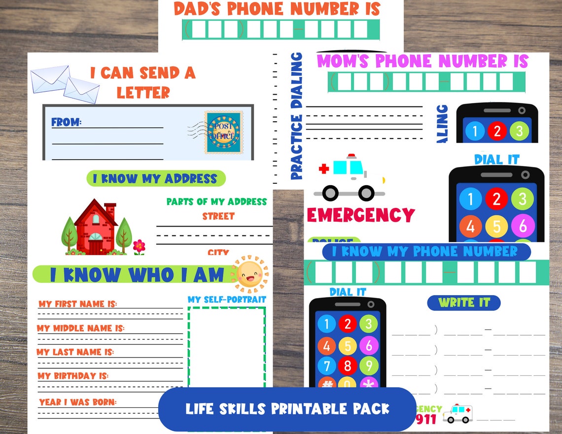 Life Skills Printable Pack, Phone Number Printable, Address Printable ...