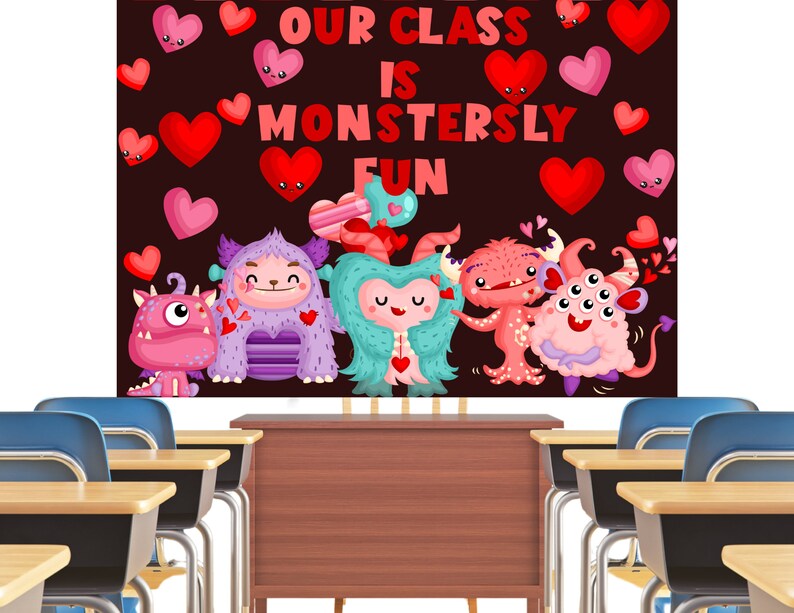 Valentine’s Day Bulletin Board Classroom Decoration Set, Heart Banner ...