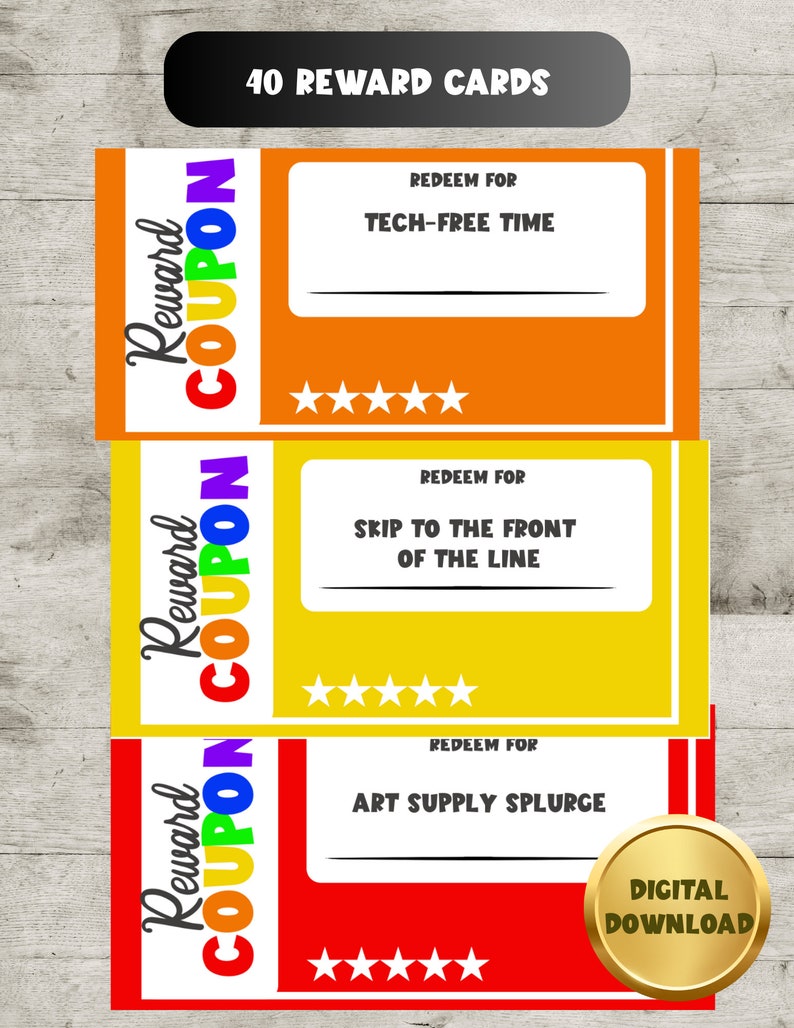 Kids Reward Coupons, Printable, Digital Download, Coupons for Kids ...