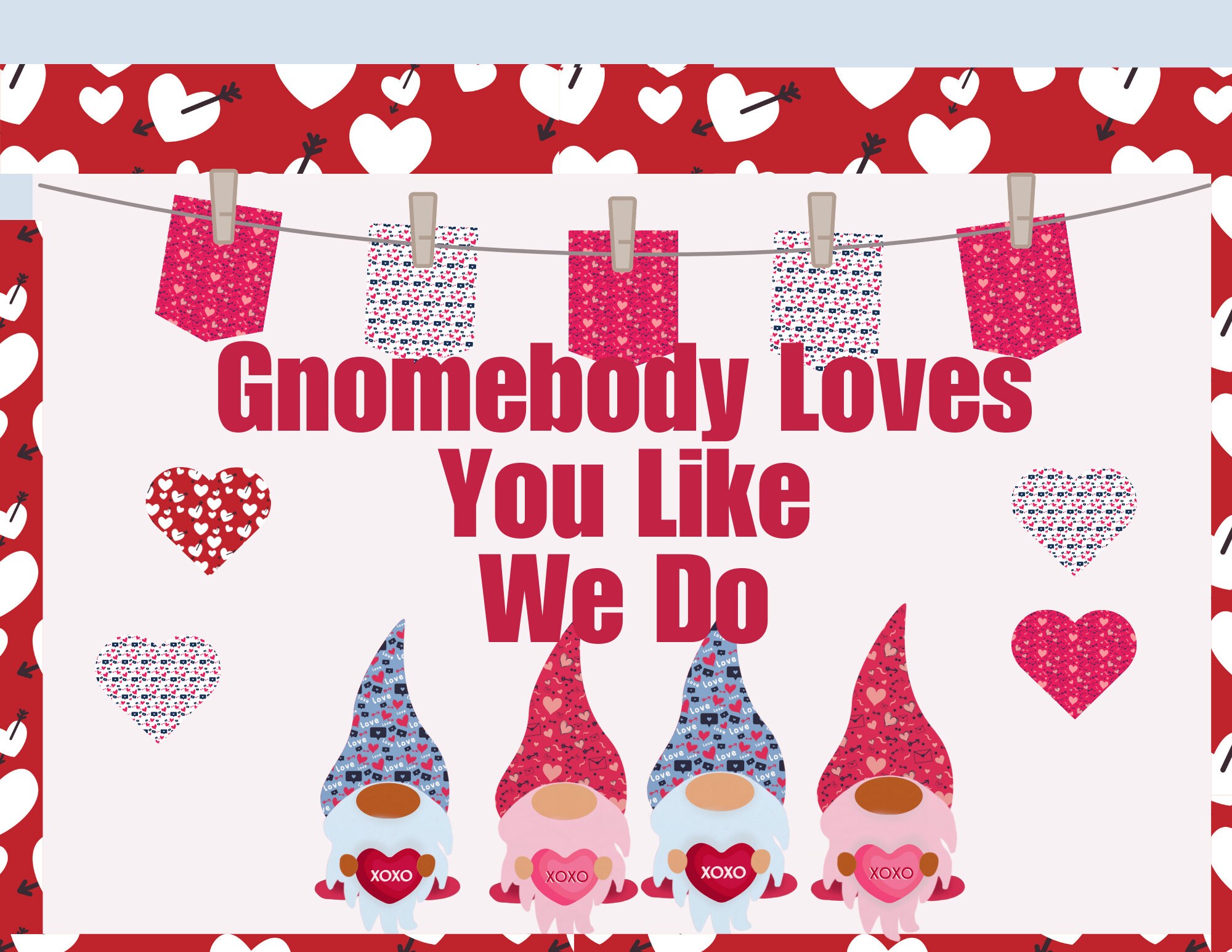 Valentine's Day Classroom Bulletin Board, Decoration Pink Love, Gnome ...