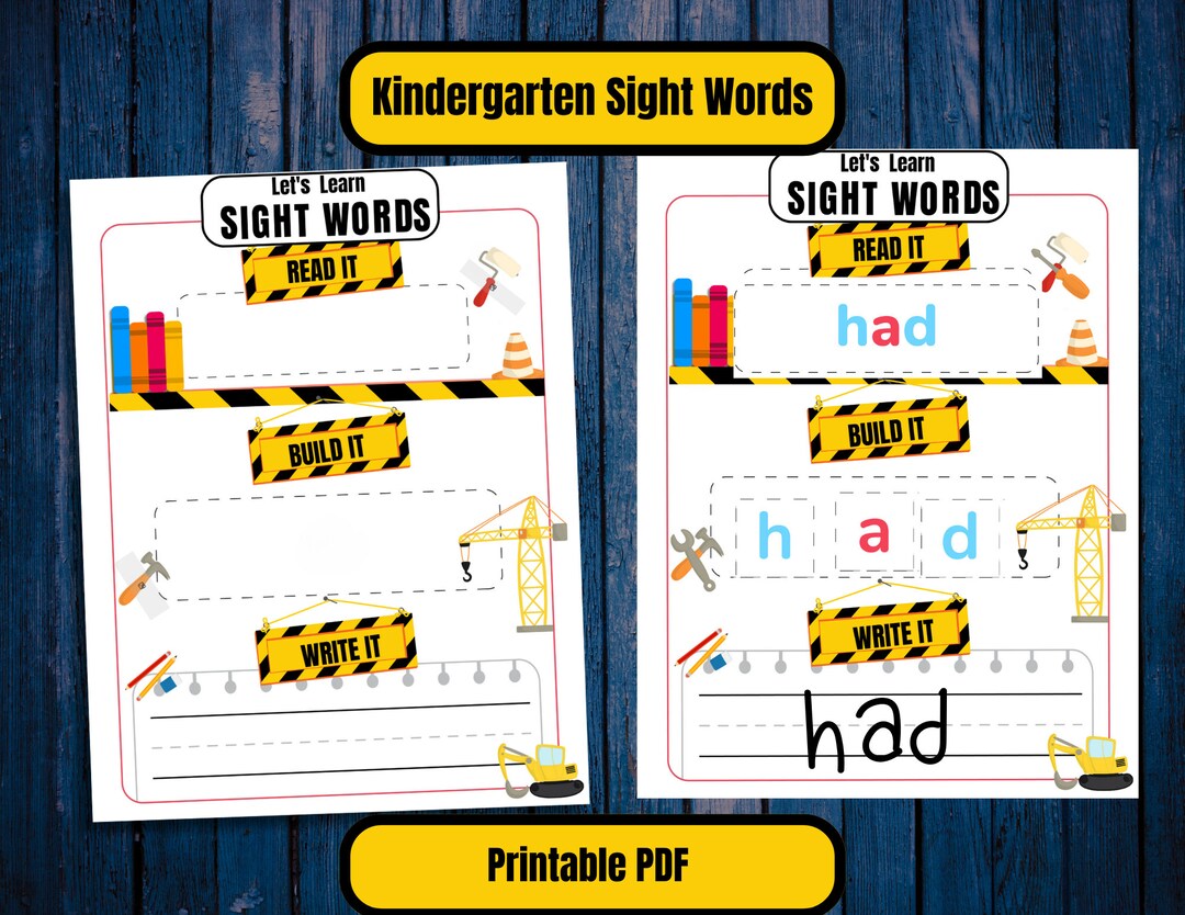 Kindergarten Sight Word Builder, Printable, Preschool Prep, Writing ...