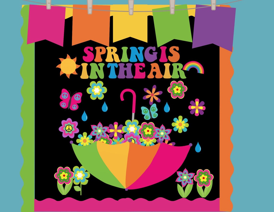 Spring Classroom Bulletin Board Set, Spring is in the Air, Student Name ...