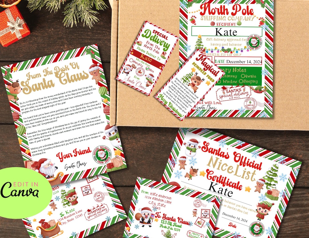 Santa Letter Bundle, Editable Christmas Letter, Customizable North Pole ...