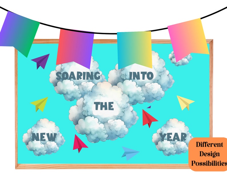 New Year Class Bulletin Board, Inspire Class Decor, Name Tags, Year ...