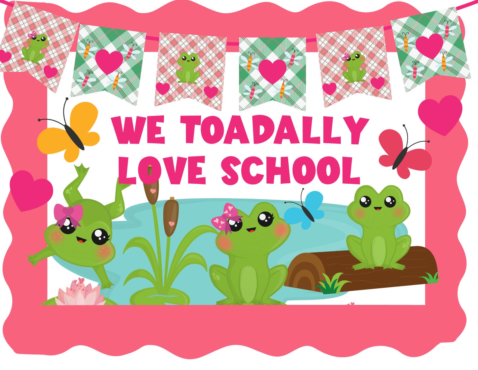 Valentine's Day Frog Bulletin Board, Classroom Decorations, Name Tags ...