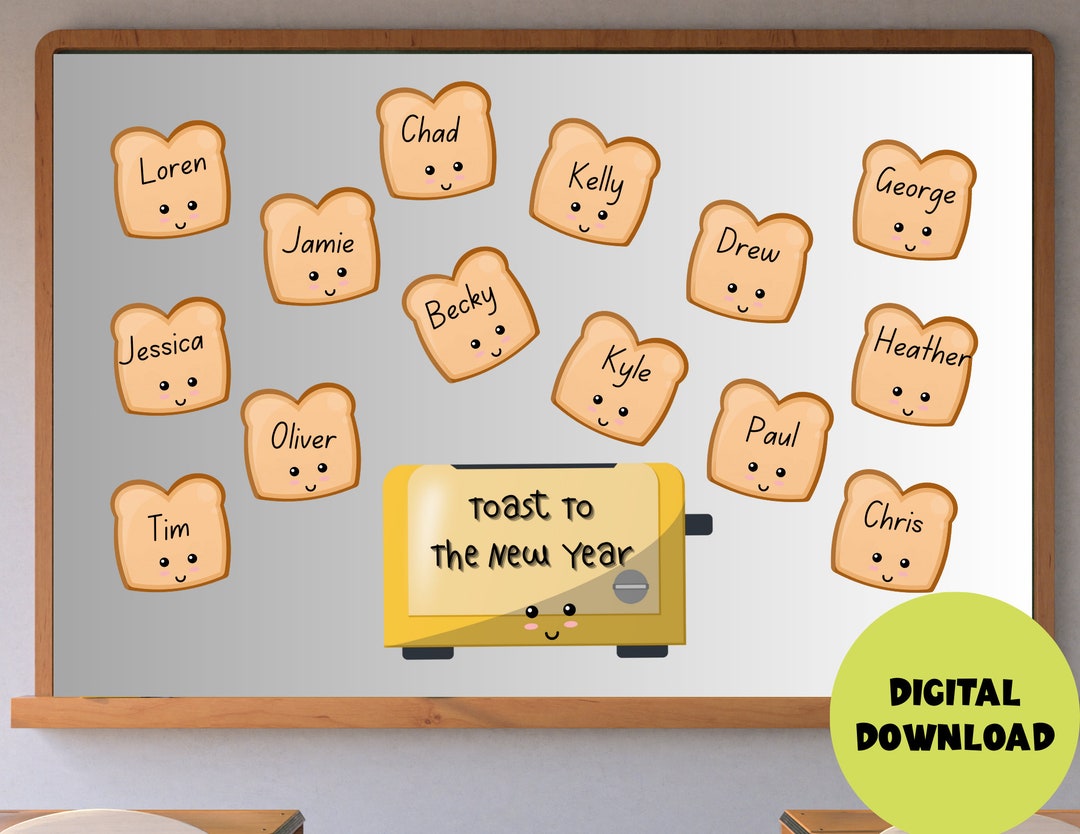 New Year Classroom Bulletin Board Set, A Toast to the New Year, Winter ...