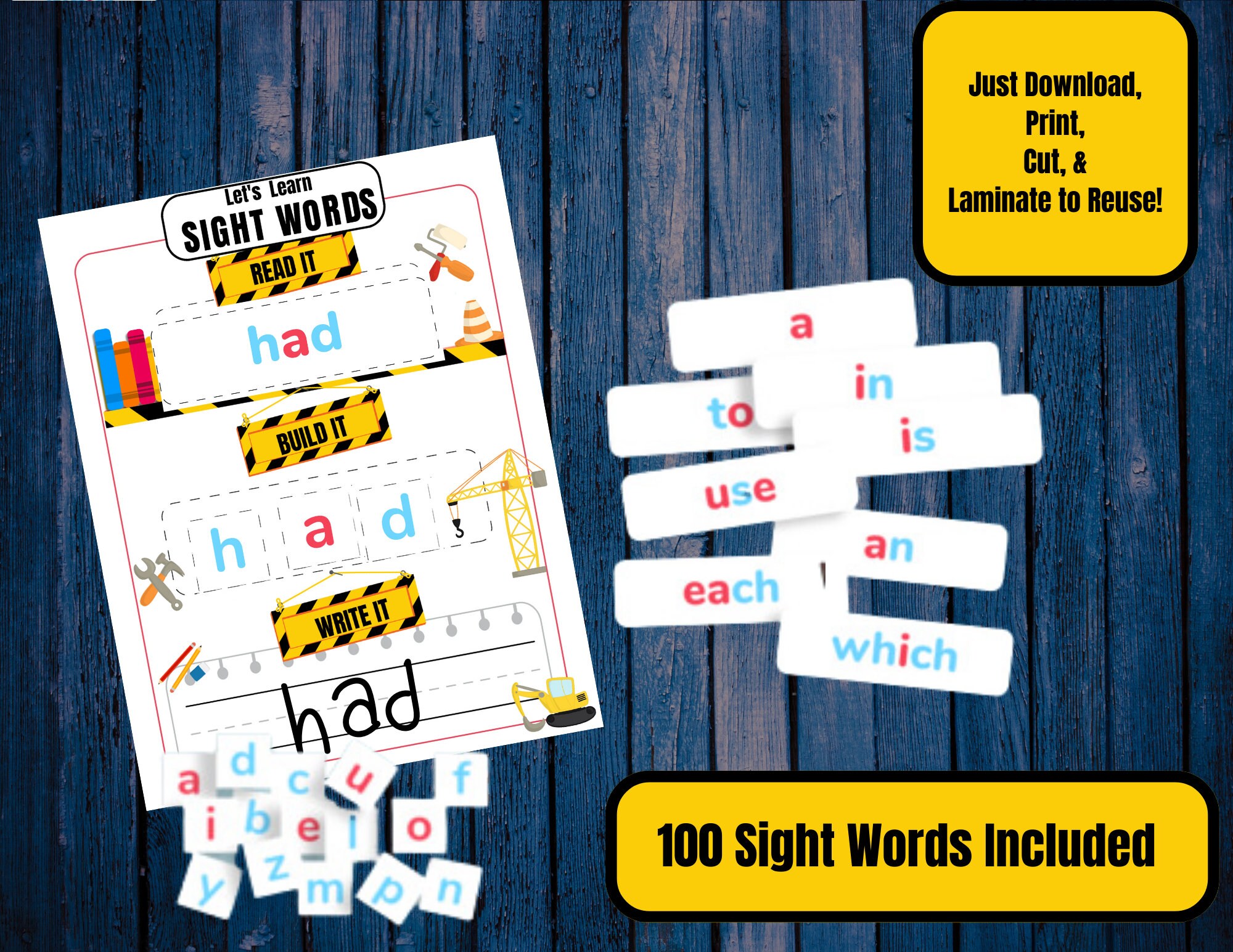 Kindergarten Sight Word Builder, Printable, Preschool Prep, Writing ...