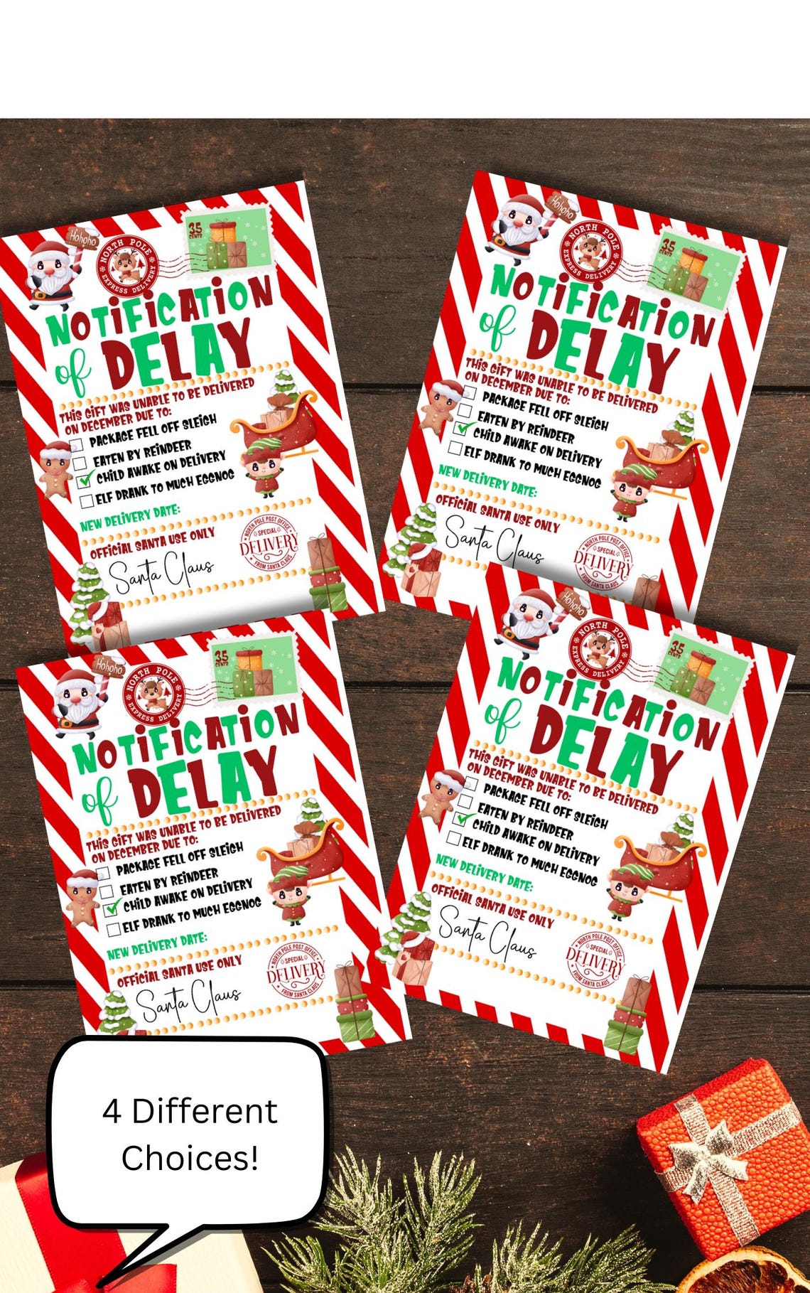 Late Christmas Gift Notice From Santa Claus Template, Missing Gift Card ...