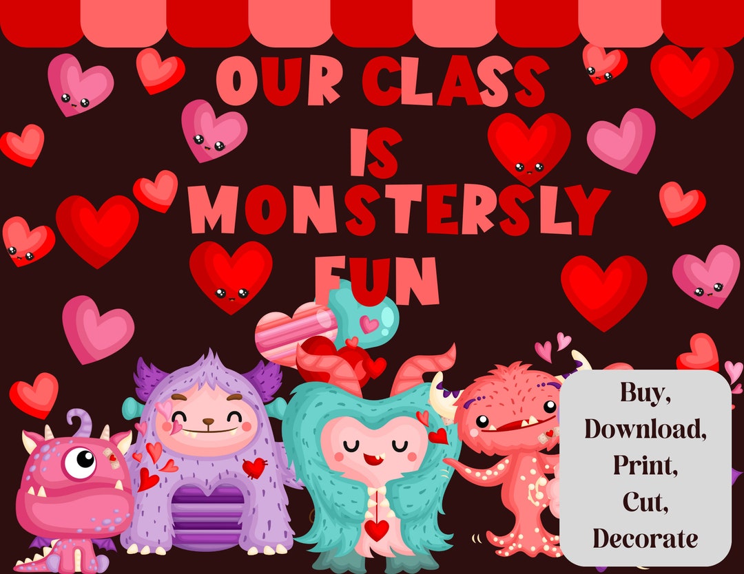 Valentine’s Day Bulletin Board Classroom Decoration Set, Heart Banner ...