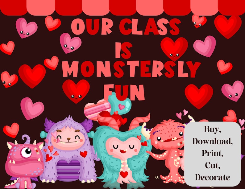 Valentine’s Day Bulletin Board Classroom Decoration Set, Heart Banner ...