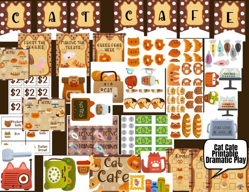 Cafe Dramatic Play Set, Dramatic Play, Preschool Printable, Homeschool ...
