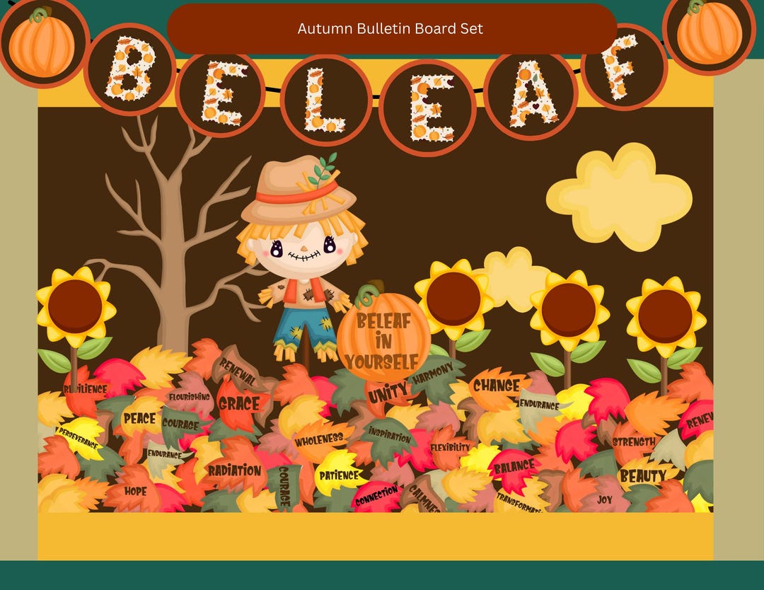 Autumn Bulletin Board Set, Fall Bulletin Board Set, Halloween Bulletin ...