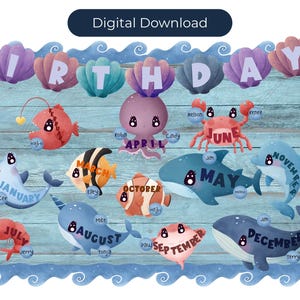 Ocean Birthday Chart, Classroom Birthday Board, Printable Birthday ...