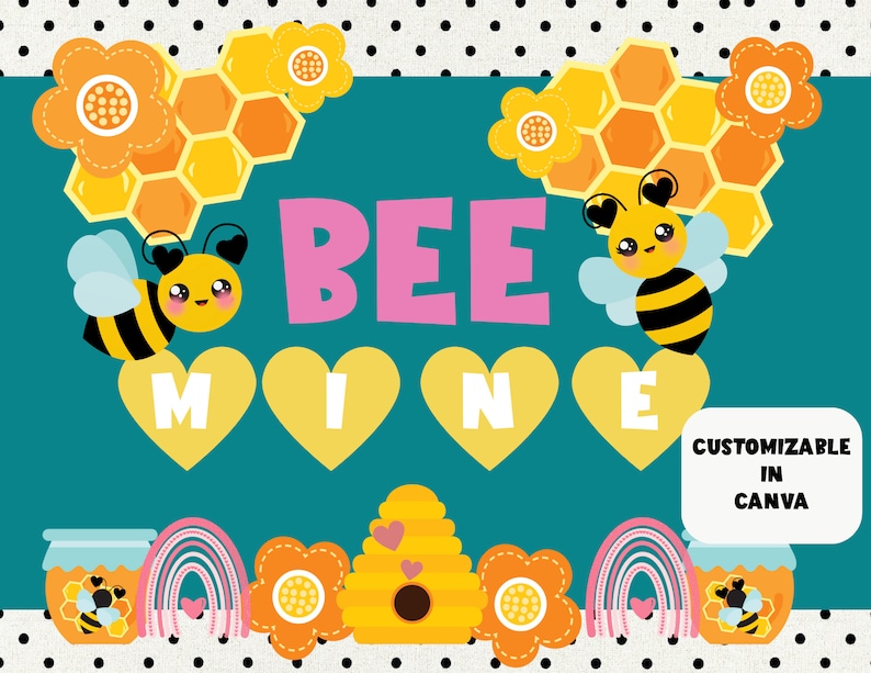 Valentine Bee Bulletin Board, Bee Mine, Name Tags, Border Trim ...