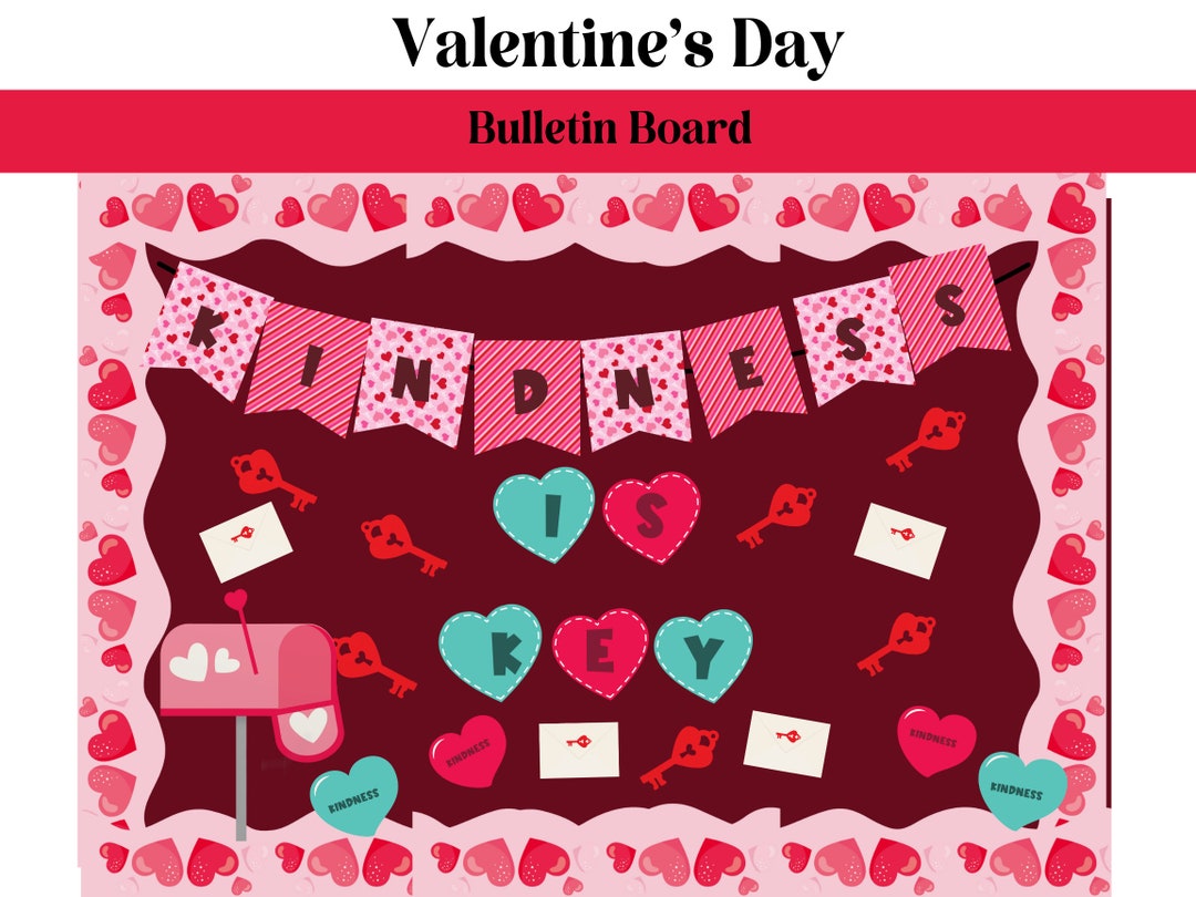 Valentine's Day Classroom Bulletin Board Decoration, Red Pink Love ...