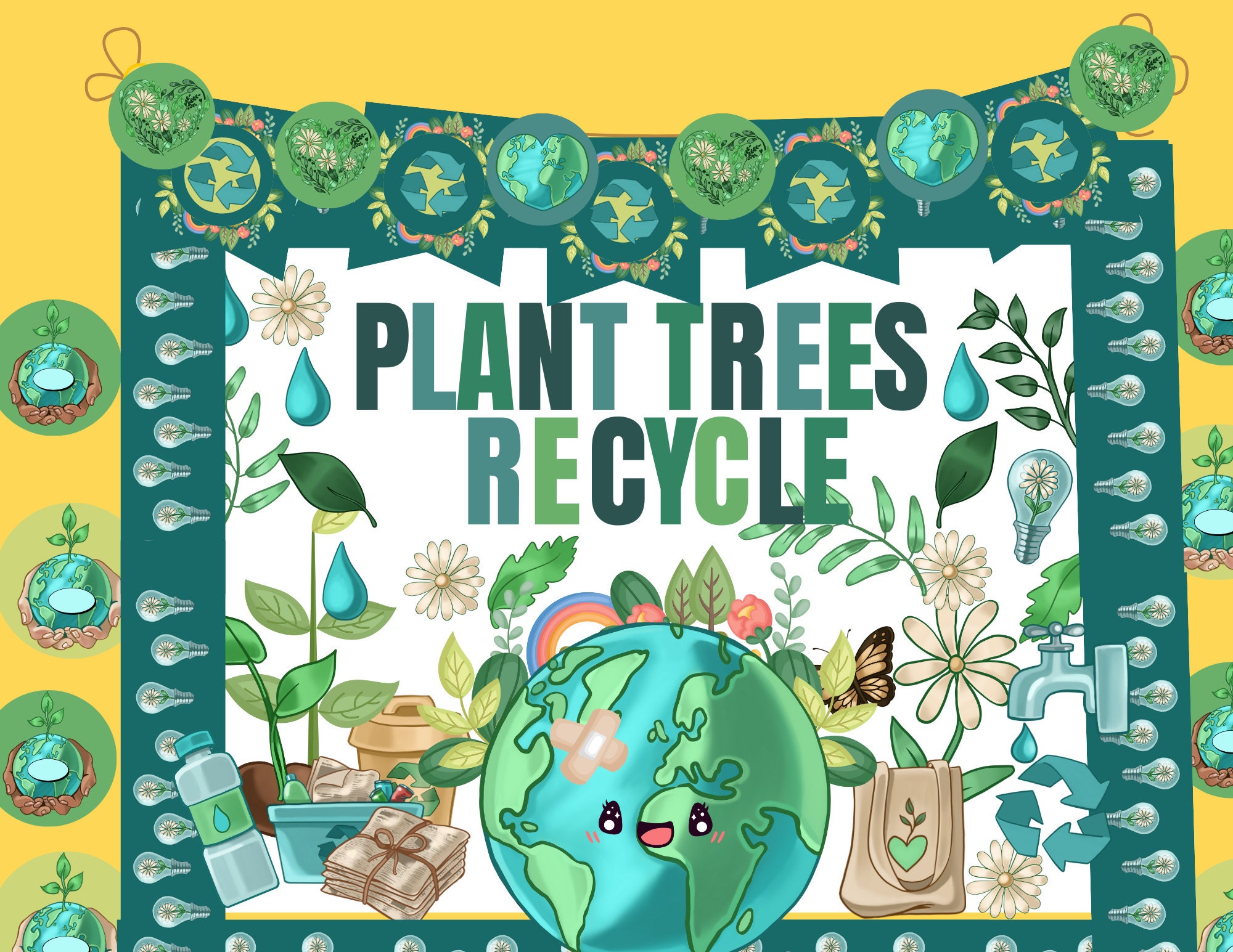 Recycling Classroom Bulletin Board, Printable Bulletin Board Set ...