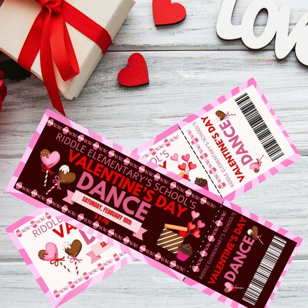 Valentine Dance Ticket Template - Etsy