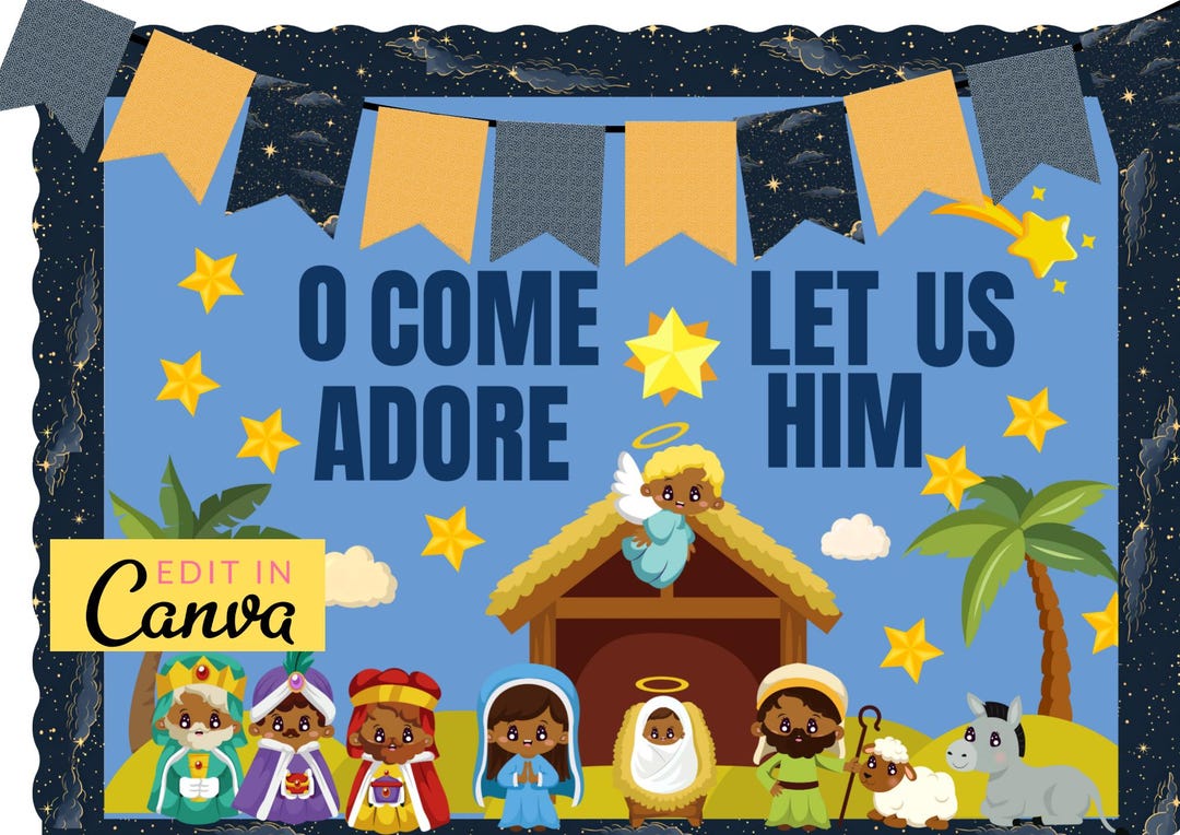 Christmas Bulletin, Nativity Classroom Bulletin Board Set, A4 Printable ...