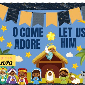 Christmas Bulletin, Nativity Classroom Bulletin Board Set, A4 Printable ...