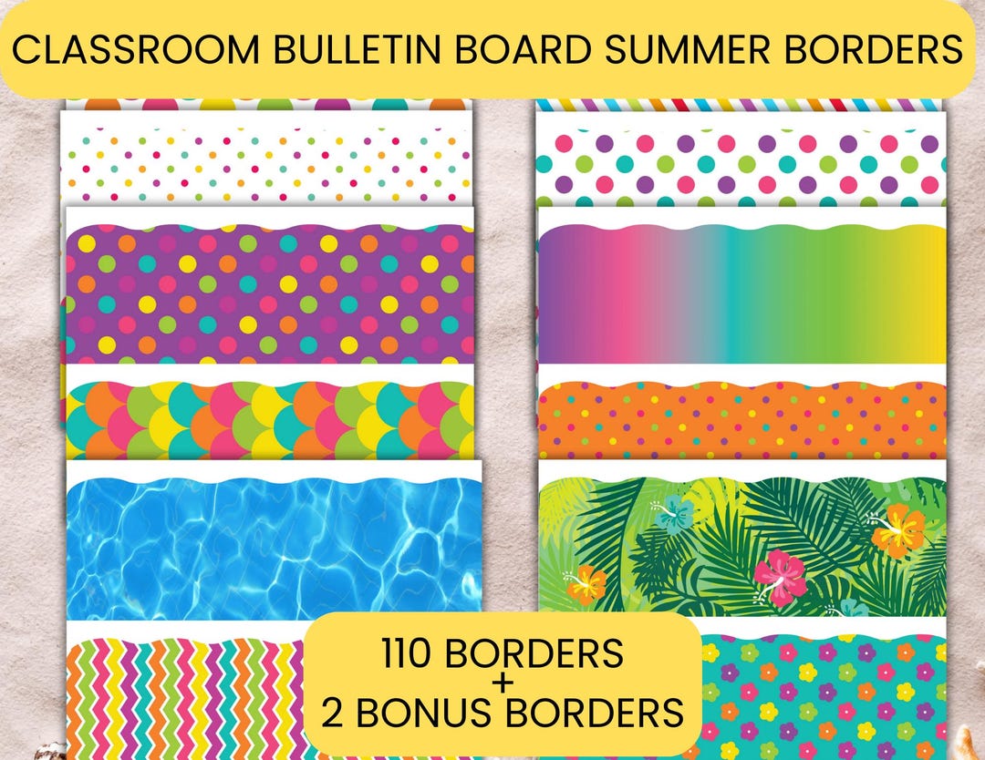 Tropical Summer Bulletin Board Borders, Beach Classroom Decor, Pool ...