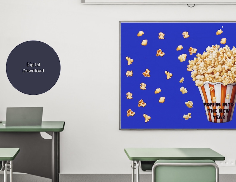 New Year Classroom Bulletin Board Set, Popcorn, Classroom Decorations ...