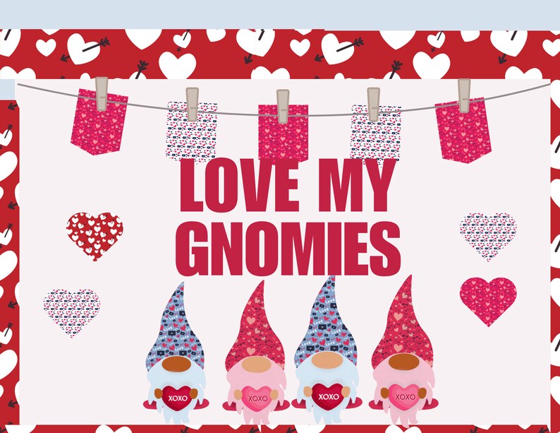 Valentine's Day Classroom Bulletin Board, Decoration Pink Love, Gnome ...
