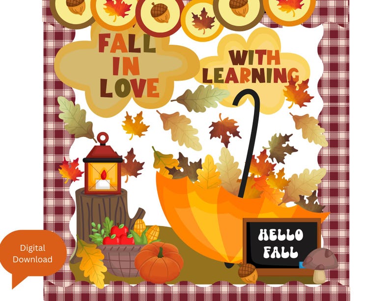 Fall Bulletin Board Set, Autumn, Fall in Love With Learning, Teacher ...