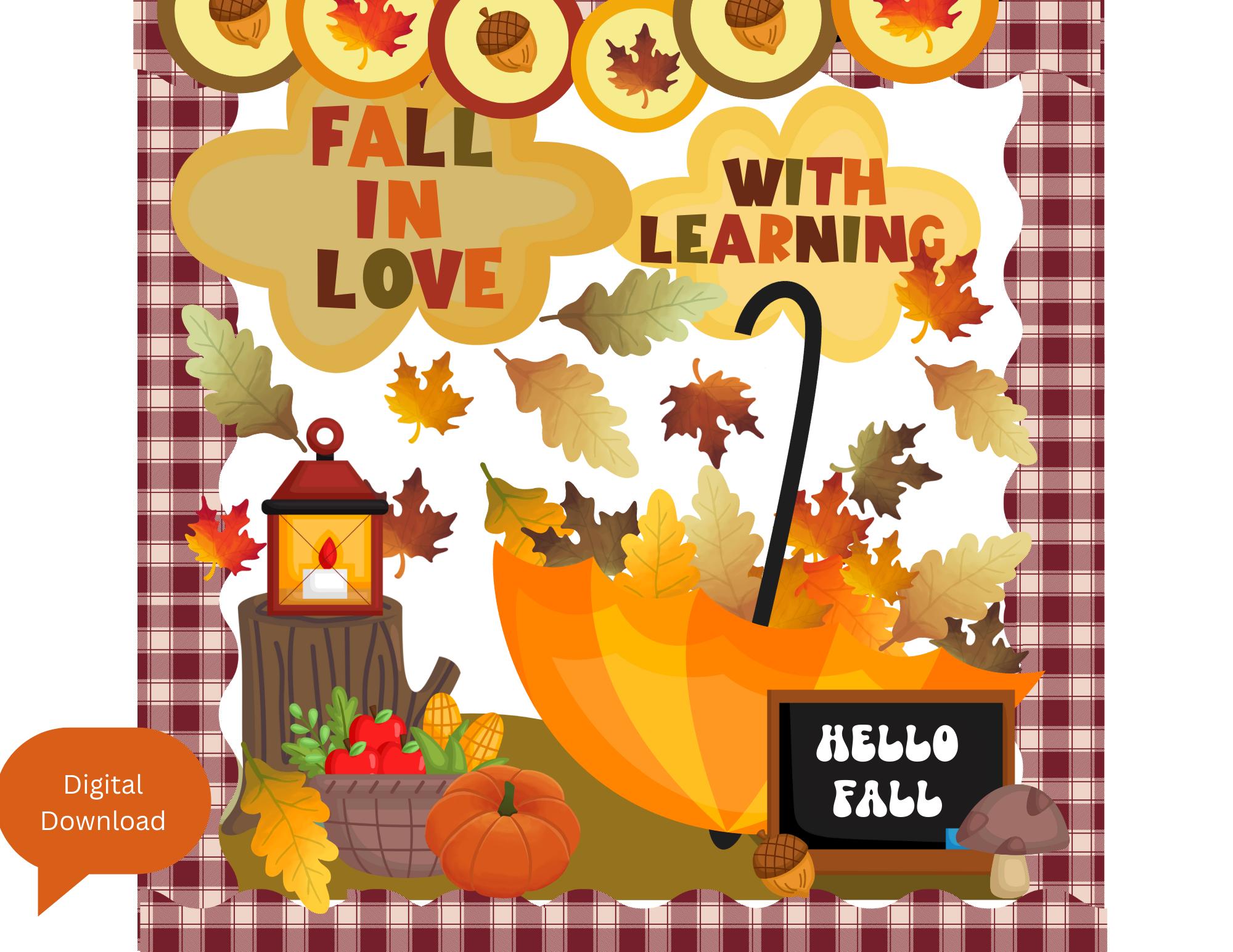 Fall Bulletin Board Set, Autumn, Fall in Love With Learning, Teacher ...
