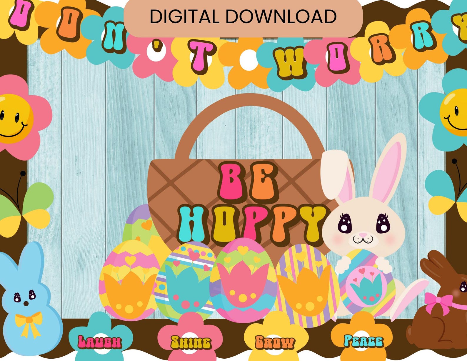 Easter Classroom Bulletin Board, Don't Worry Be Hoppy, Teacher ...