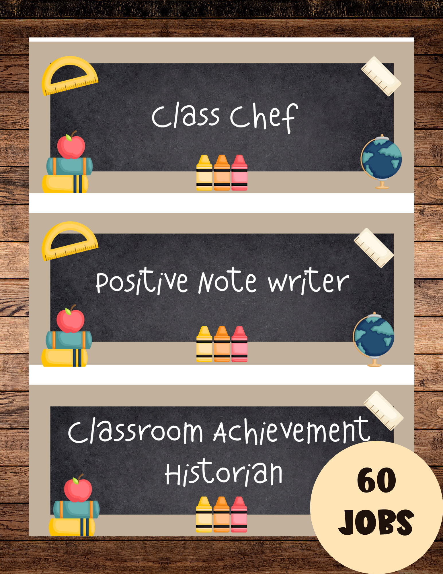 Classroom Job Chart Set With Name Tags for Bulletin Board, Chalkboard ...