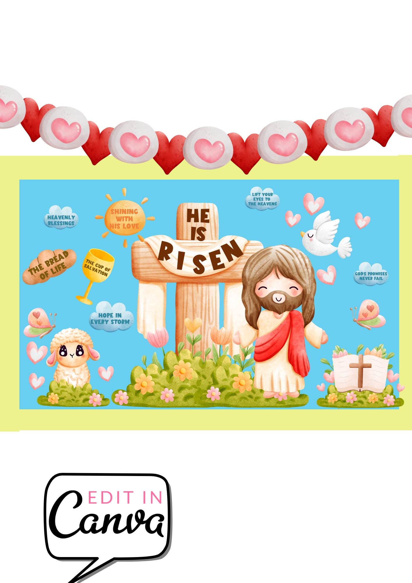 Easter Classroom Bulletin Board, He Has Risen, Jesus Bulletin, Bible ...