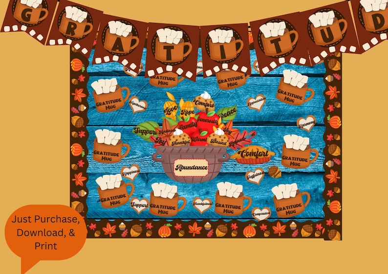 Fall Bulletin Board Set, Thanksgiving Bulletin Board, Gratitude ...