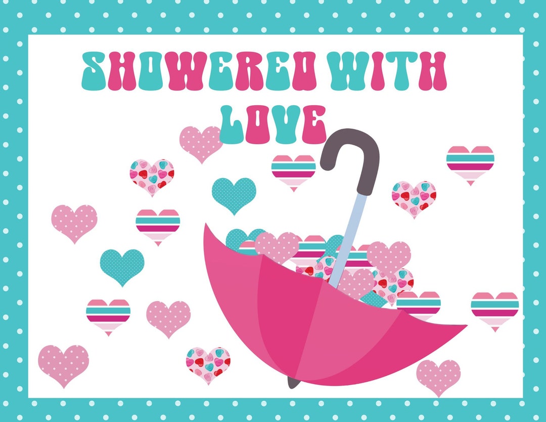Valentine's Day Bulletin Board Set, Showered With Love, Valentines ...