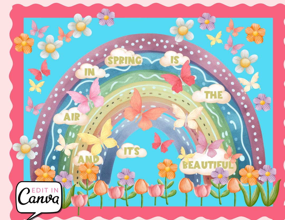 Spring Classroom Bulletin Board Set, Spring is Here, Student Name Tags ...
