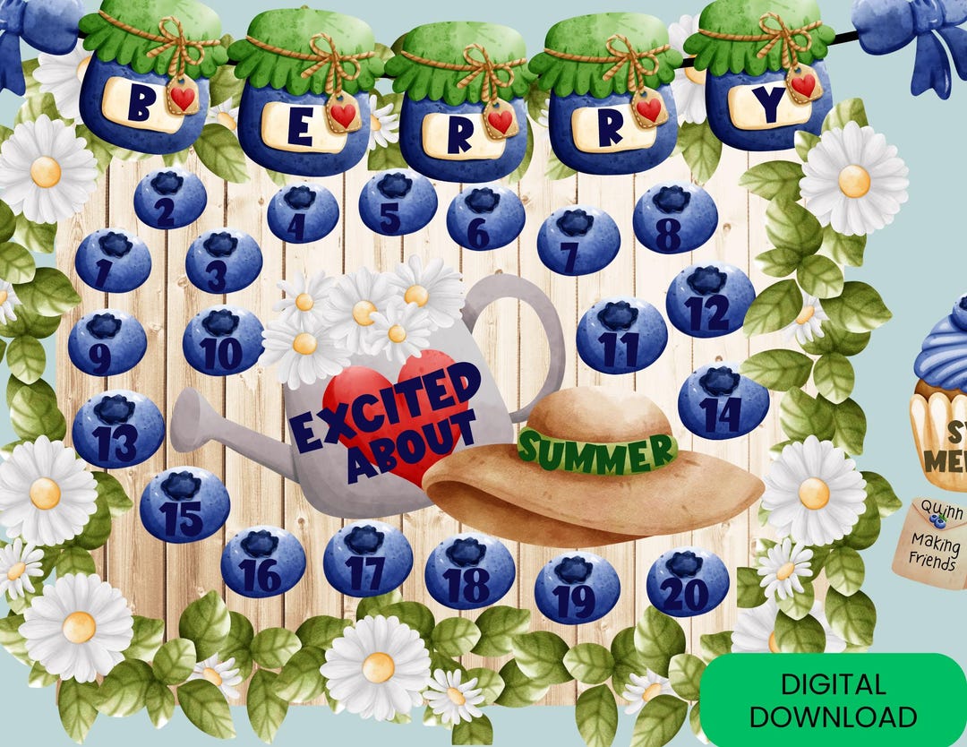 Summer Countdown Bulletin Board, Berry Theme, End of School Year ...