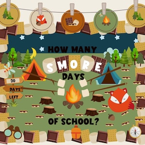 School Countdown Bulletin Board Decorations, Smores Classroom Bulletin ...
