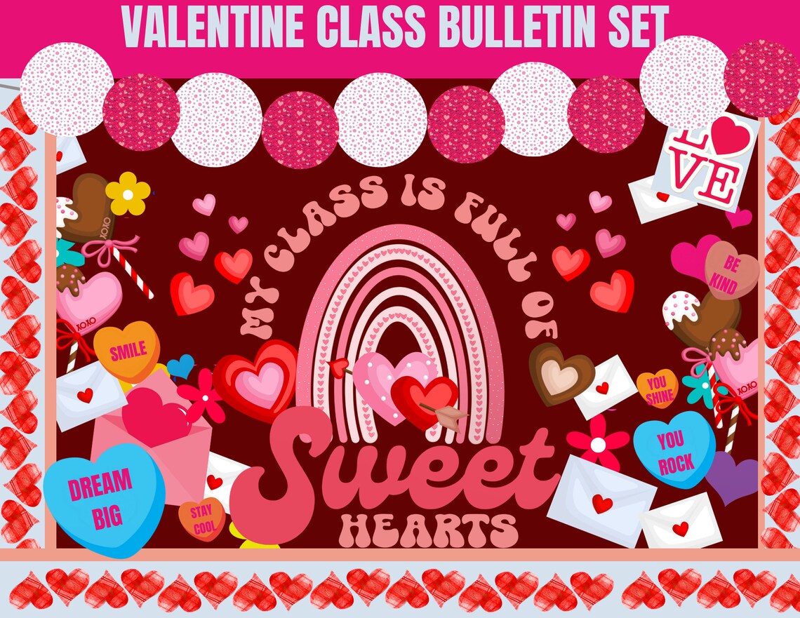Valentine’s Day Bulletin Board, Classroom Decoration, Name Tags ...