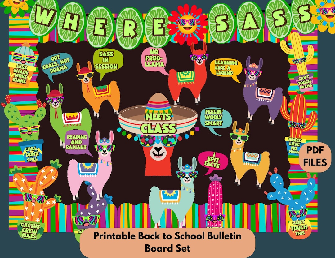 Llama Classroom Bulletin Board Set, Back to School Decor, Printable PDF ...