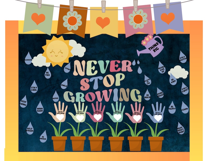 Spring Bulletin Board Set, Never Give Up, Spring Classroom Decor ...