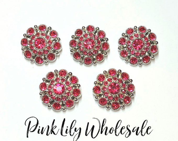 Set of 5, Wholesale Button, Lana Button, 28mm Hot Pink Rhinestone ...