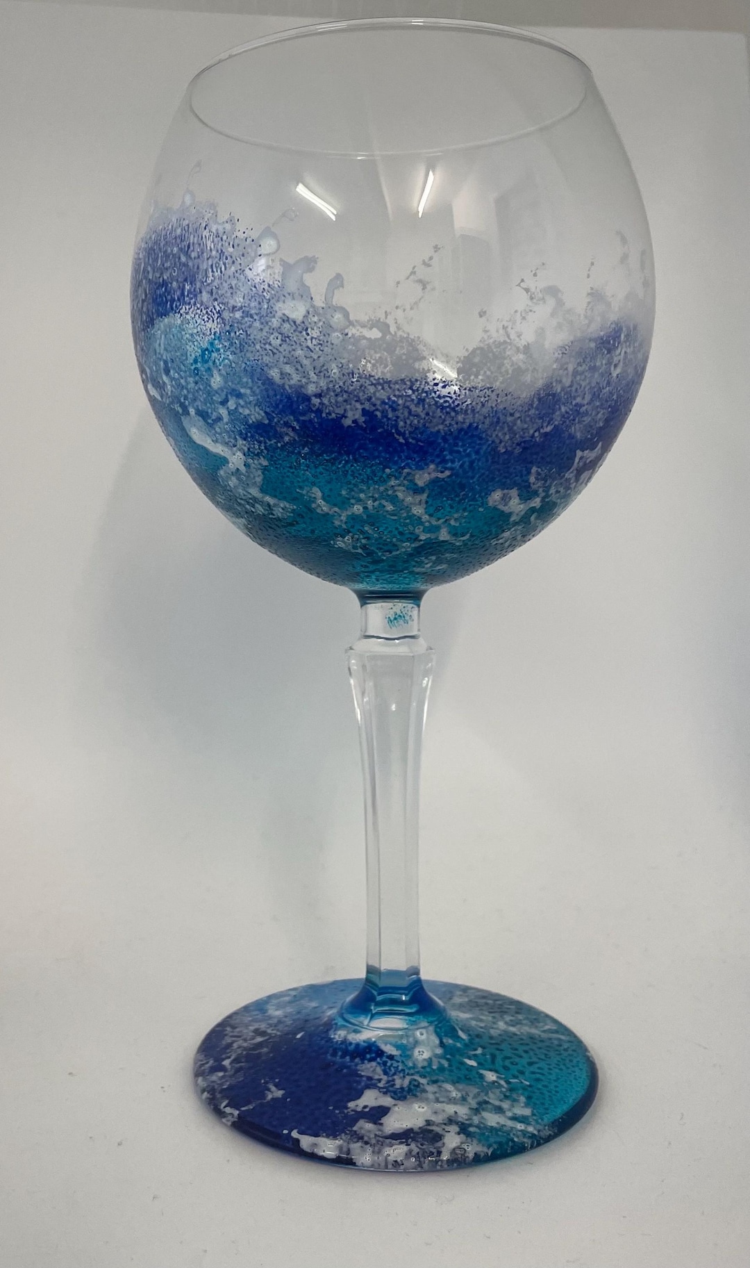 Gin Glass. Gin Lovers Gift. Stormy Sea Design. Hand Painted in Shades ...