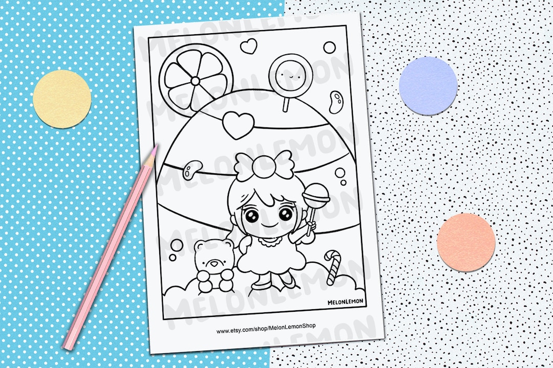 PRINTABLE COLORING PAGE Candy Girl Gummy Bear - Kawaii Illustrations ...