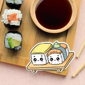 Vinyl Sticker - SUSHI FRIENDS | Kawaii, Cute Sushi Food Die Cut ...