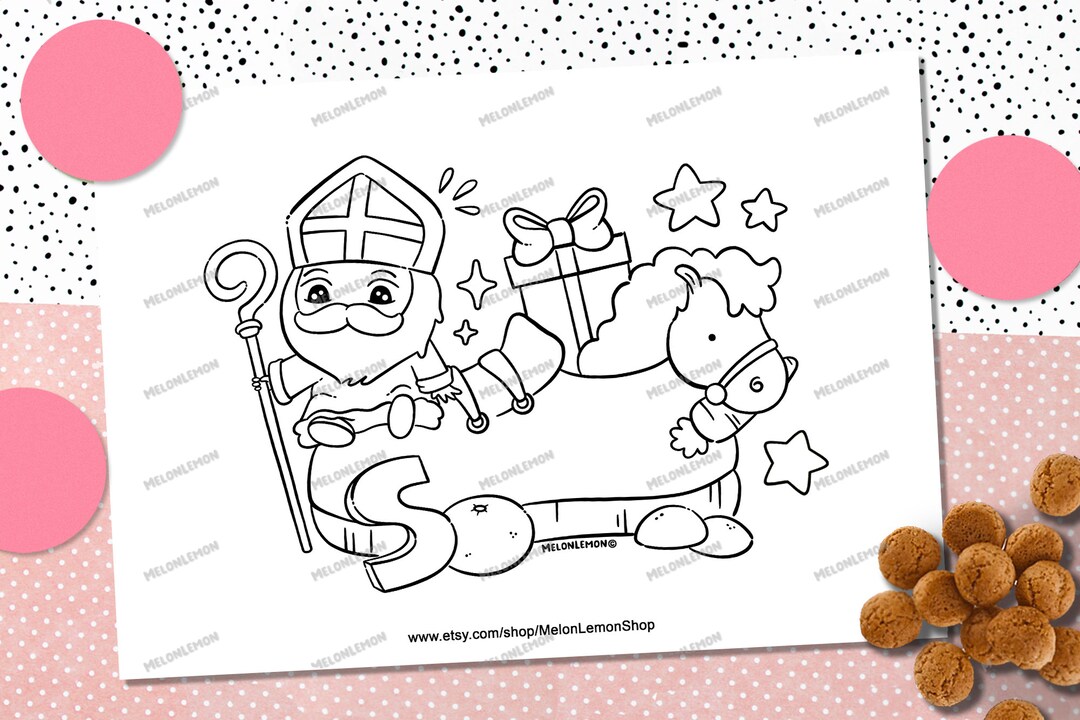 Sinterklaas Printable PDF Coloring Page Kawaii - Etsy Canada
