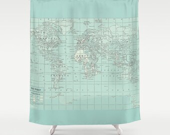 Map Shower Curtain Antique map travel Decor historical | Etsy