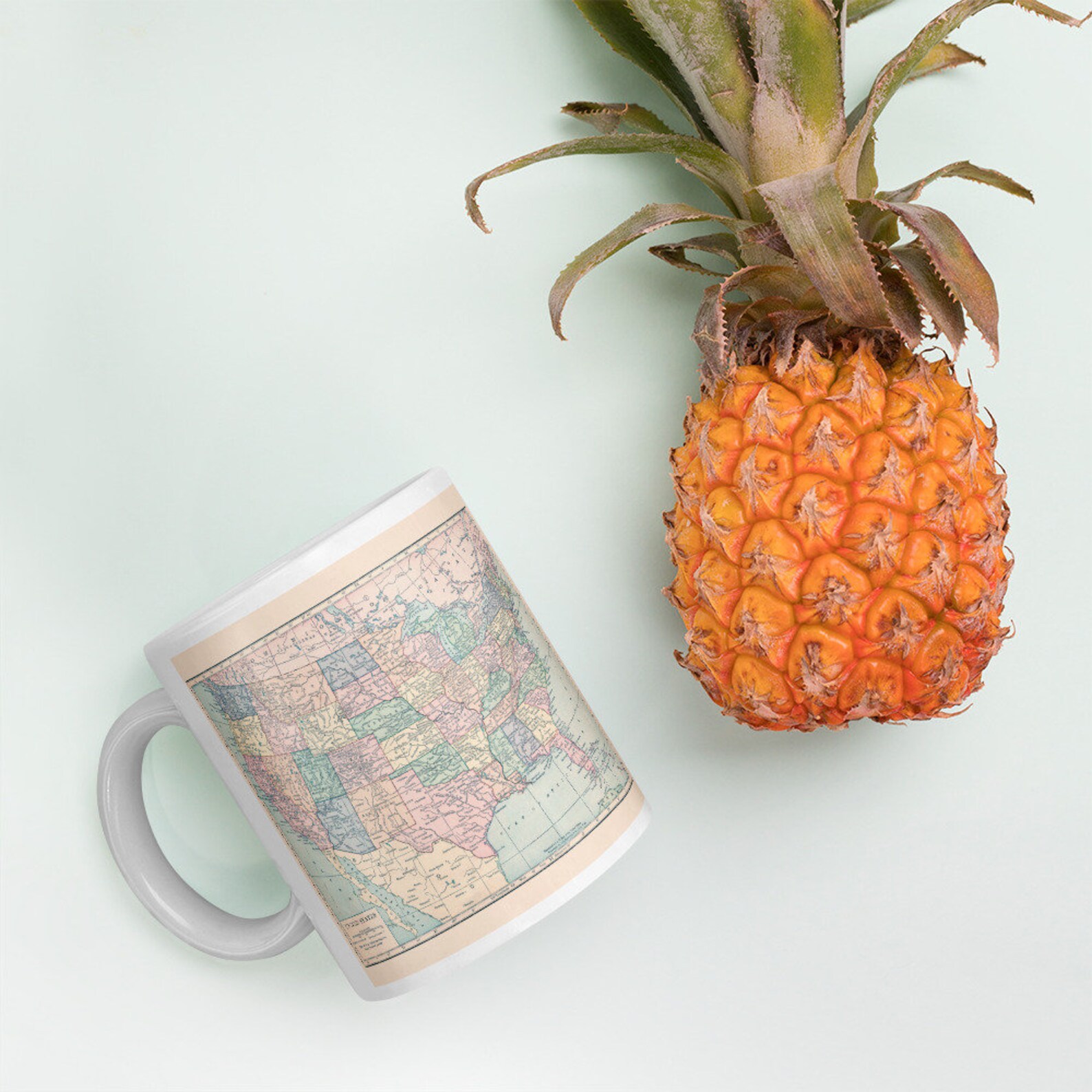 United States Map Mug Vintage United States 48 States - Etsy