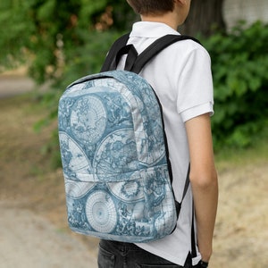 Antique World Map Backpack in Blue - Back to School With Geography - Etsy