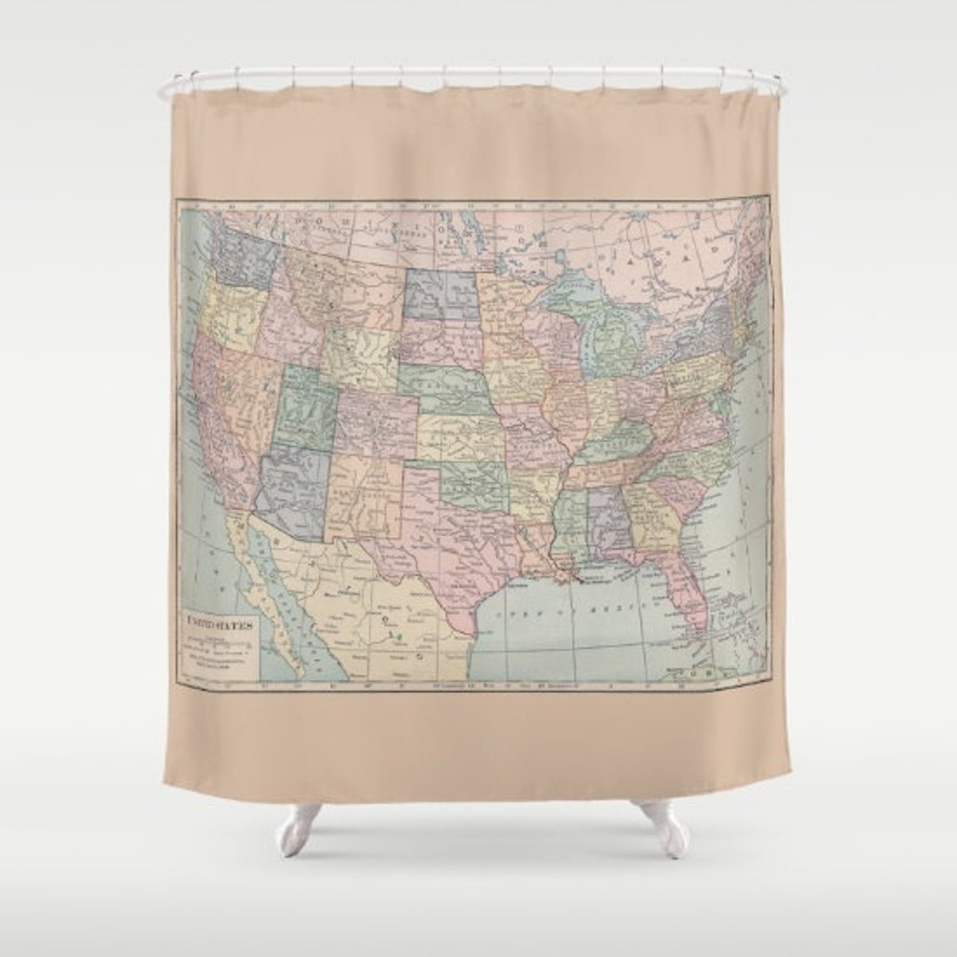 Map Shower Curtain - United States Map - Home Decor - Bathroom ...