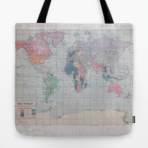 World Map Tote Bag, Travel Theme Tote, Everything Bag, Allover Print ...