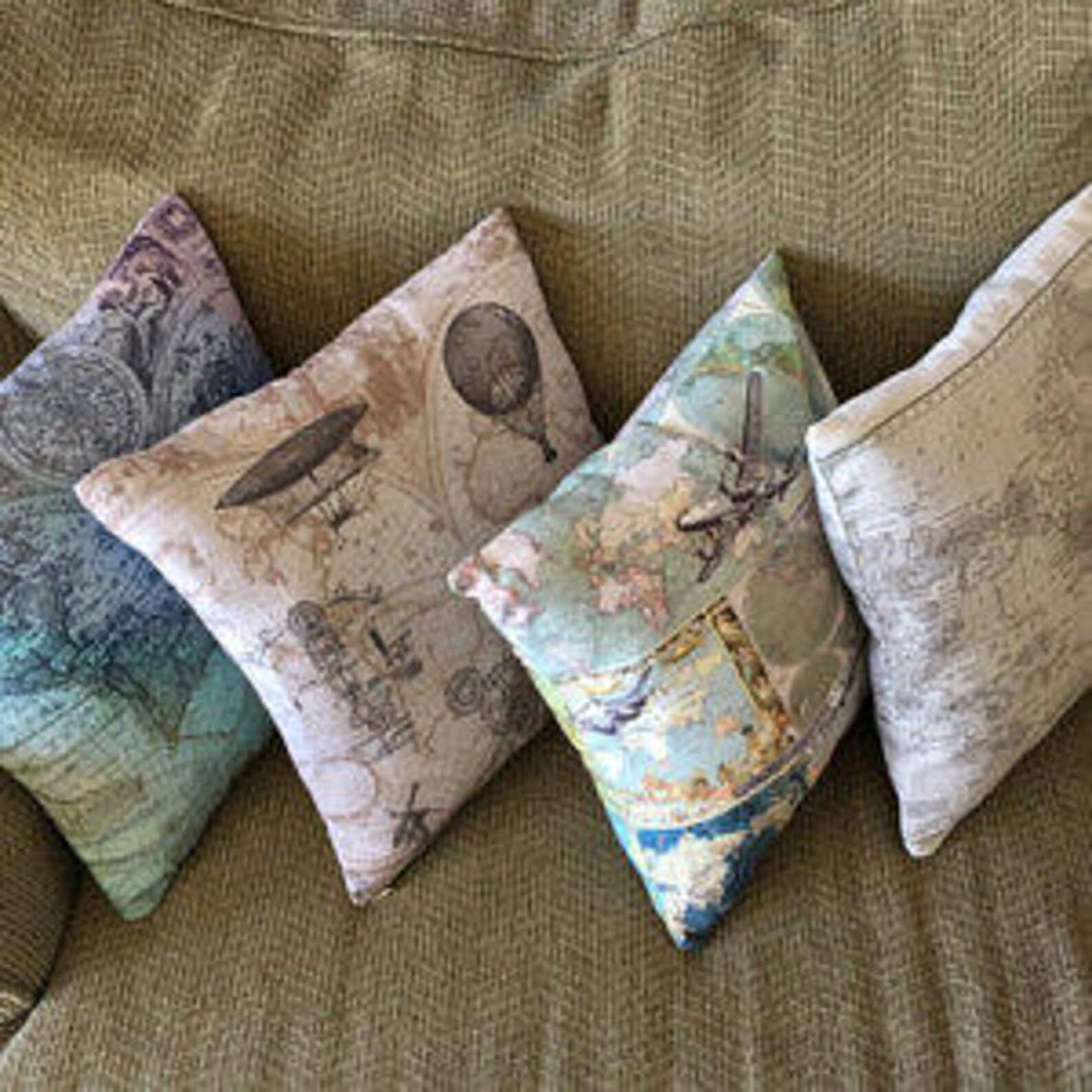 Map Pillow Throw Pillow Maps and Airplaines Travel Decor | Etsy